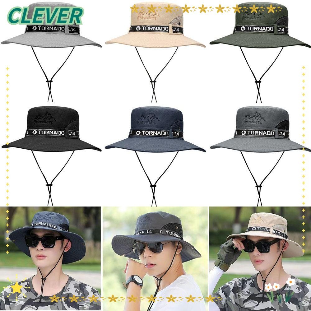 Clever หมวกปีกกว้าง, UV Sun Protection หมวกถังผู้ชายแบบปรับได้, หมวกปีน ...