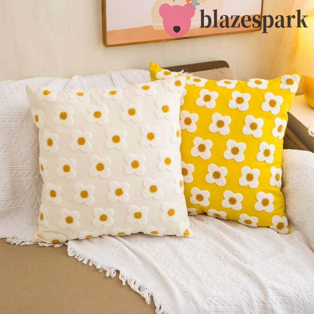 Blazespark ปลอกหมอนลายดอกไม้, เย็บปักถักร้อยดอกไม้ผ้าฝ้ายปลอกหมอนอิง, โซฟานุ่มสแควร์ IN สไตล์ ...