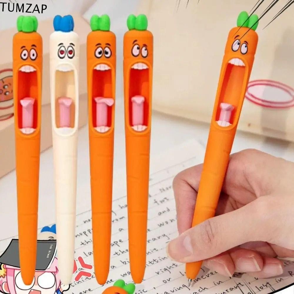 Tumzap 4 ชิ้น/กล่องแครอทรูปเจลปากกา, ABS Retractableนักเรียนเขียนปากกา, Roller Ball ปากกา 0.5 ...