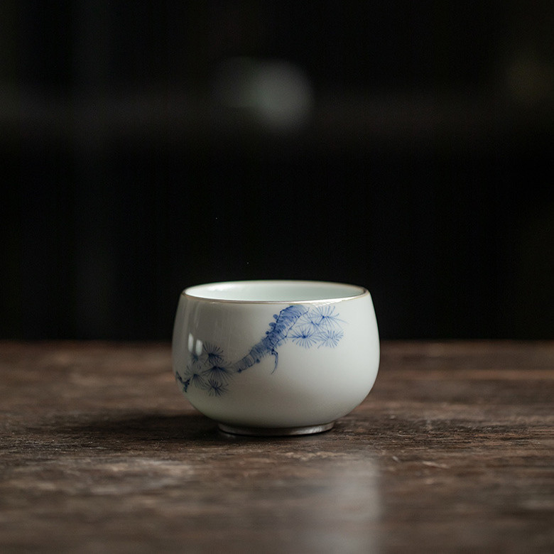 Guqing มือวาดเงิน Master ถ้วย Kung Fu ชุดชาดื่มชาถ้วยชาขนาดใหญ่สีฟ้าสี ...