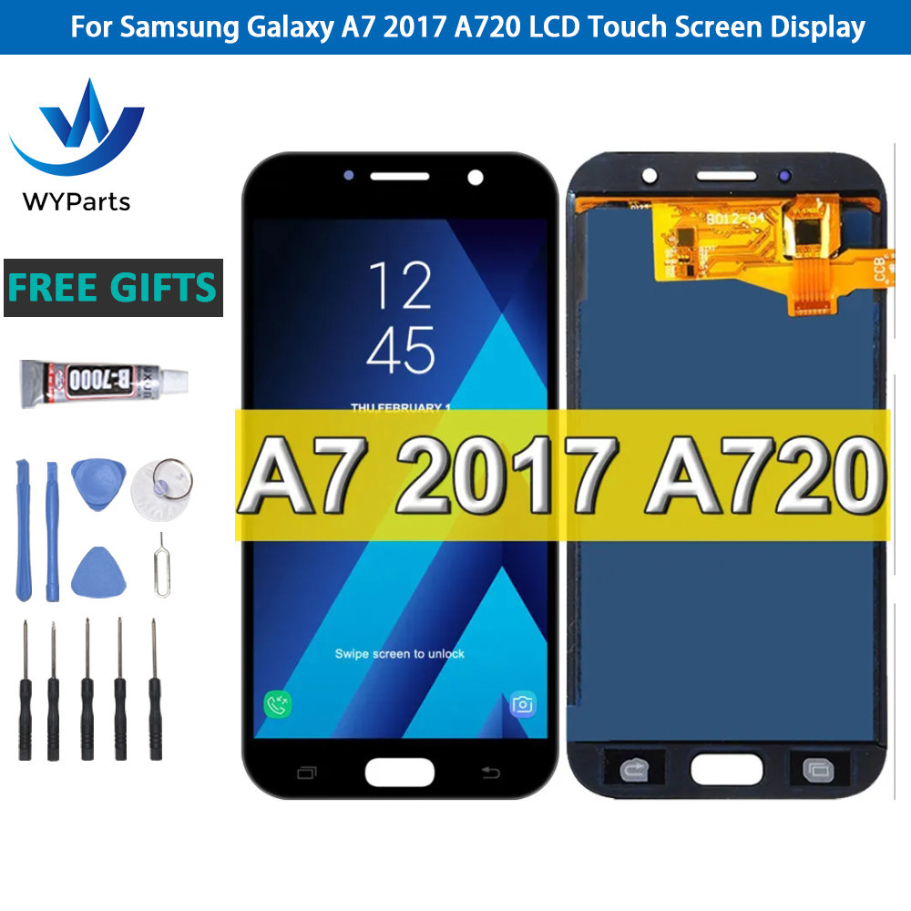 สําหรับ Samsung Galaxy A7 2017 A720 A720F A720M SM-A720F จอแสดงผล LCD ...
