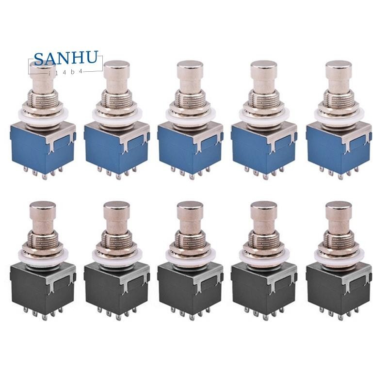 sanhui14b410PCS 3pdt กีตาร์ Stomp สวิทช์กีตาร์สวิทช์เท้า 9 Pin Latching ...