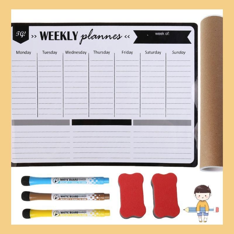 Stat Weekly Planner ไวท์บอร์ดแม่เหล็กแม่เหล็กติดตู้เย็นกระดานข้อความ ...