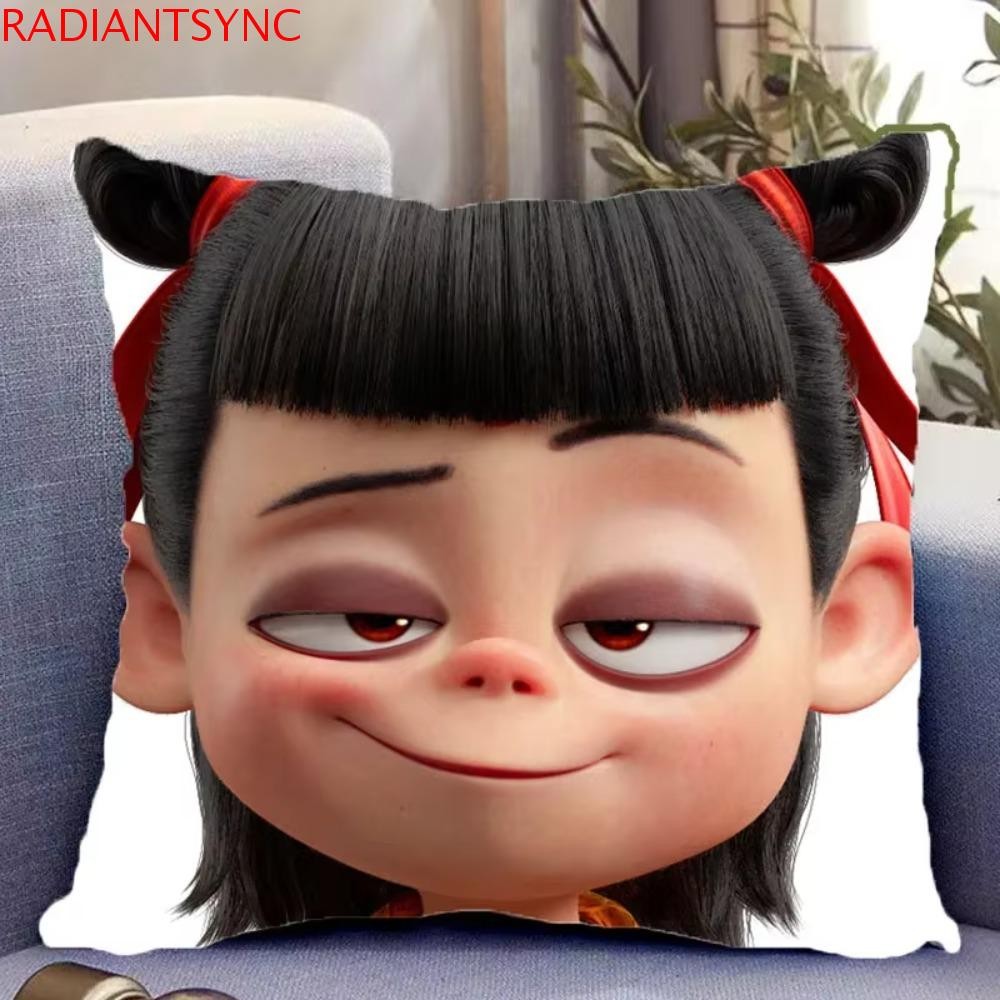 ปลอกหมอน RADIANTSYNC Nezha, ปลอกหมอนอิงโซฟานุ่มของจีน, Creative Square Plush สบายโยนปลอกหมอน ...