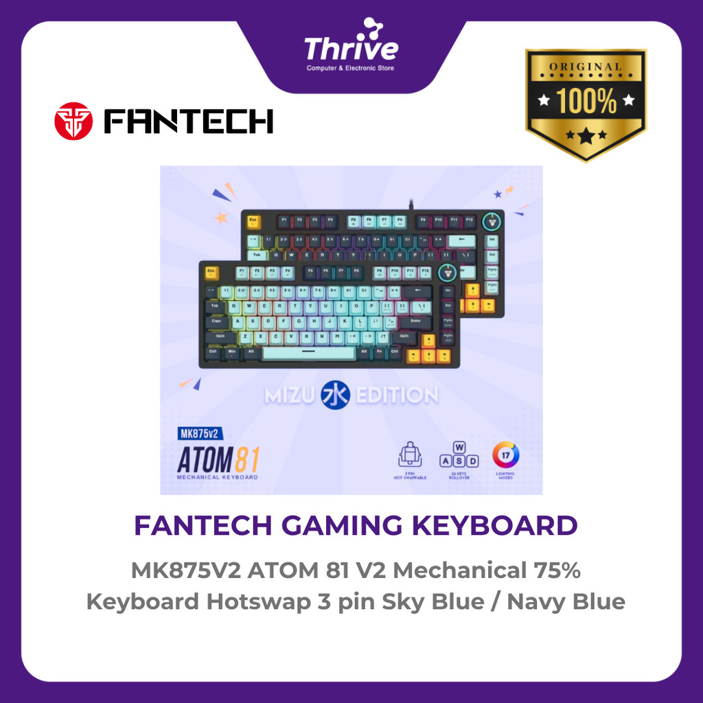 FANTECH MK875V2 ATOM 81 V2 Mechanical 75% Hotswap Keyboard 3 pin Sky ...