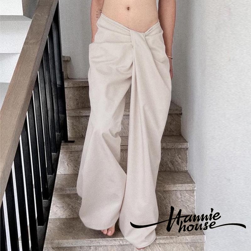 Hannie House- กางเกงขากว ้ างหลวมเอวต ่ ําลําลองของผู ้ หญิง | Shopee ...