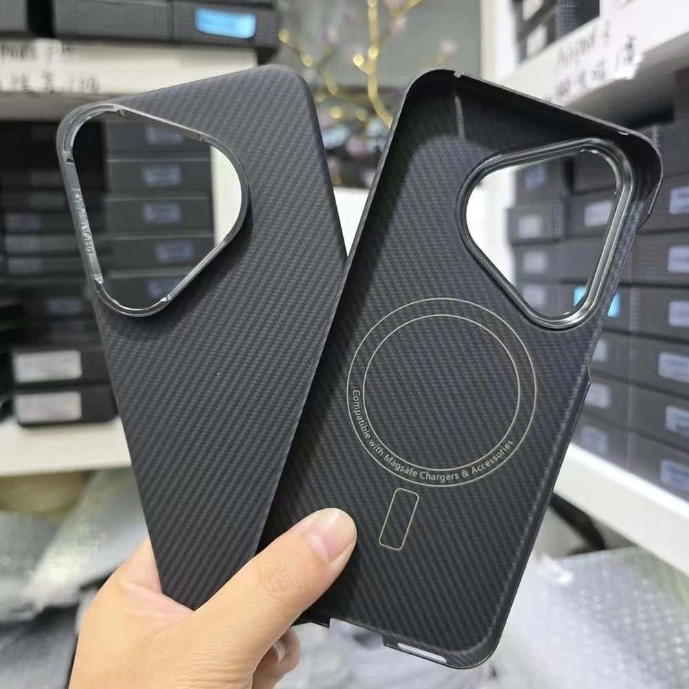 Smhdmy 600D คาร ์ บอนไฟเบอร ์ สําหรับ Huawei Pura P70 Magsafe กรณี Aramid Fibe Slim Design ...