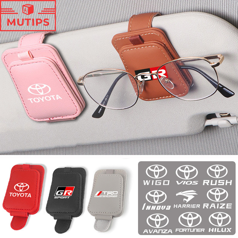 Toyota GR TRD รถ PU หนังผู้ถือ Sun Visor แว่นตาคลิปสําหรับ Wigo Vios ...