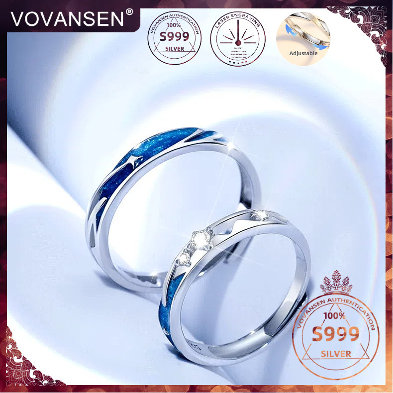 240611-10 Vovansen 100% S999 แหวนเงินคู่ปรับ,S999 cincin,ที่กําหนดเองเลเซอร์แกะสลักแหวน ...