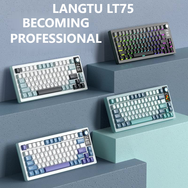Langtu LT75 คีย์บอร์ดไร้สาย Bluetooth การเชื่อมต่อสามโหมดที่กําหนดเอง ...