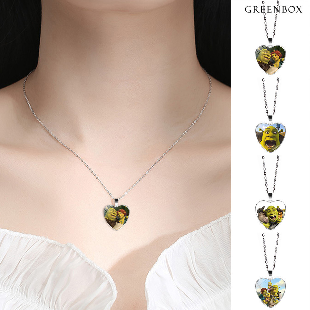 Gee- จี้สร้อยคอหัวใจการ์ตูน Shrek รูปแบบเครื่องประดับ Bright Luster ...