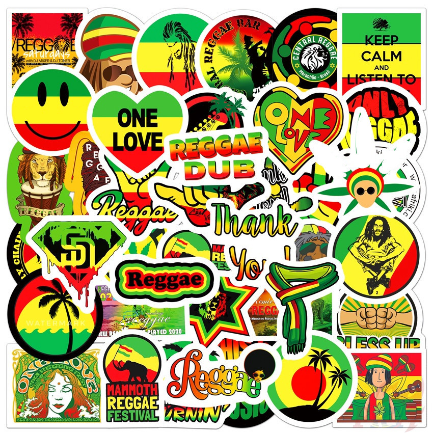 Reggae Bob Marley - One Love Peace Concert Colorful สติ๊กเกอร์ 50Pcs ...