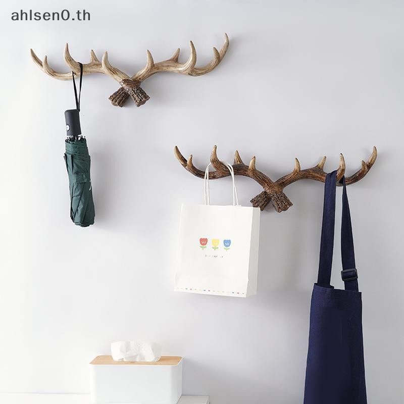 Ahlsen0 Nordic Vintage Deer Horn ตกแต่ง Hook แขวนผนังเสื้อผ้าและหมวก Hook ห้องนั่งเล่นตกแต่ง ...
