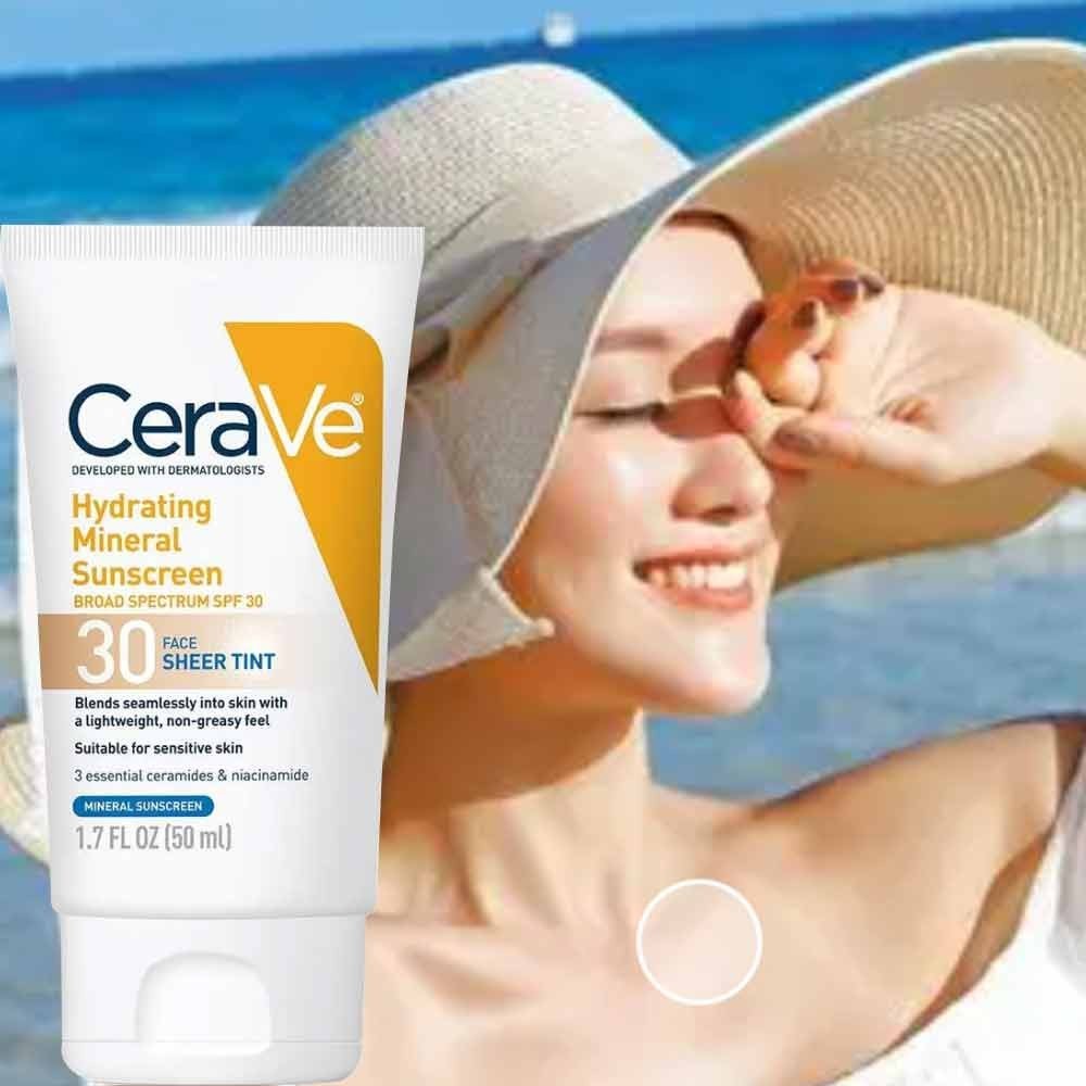 CeraVe Hydrating Mineral Sunscreen SPF 30 Face Sheer Tint 50ml Body Skin Care Tools | Shopee ...