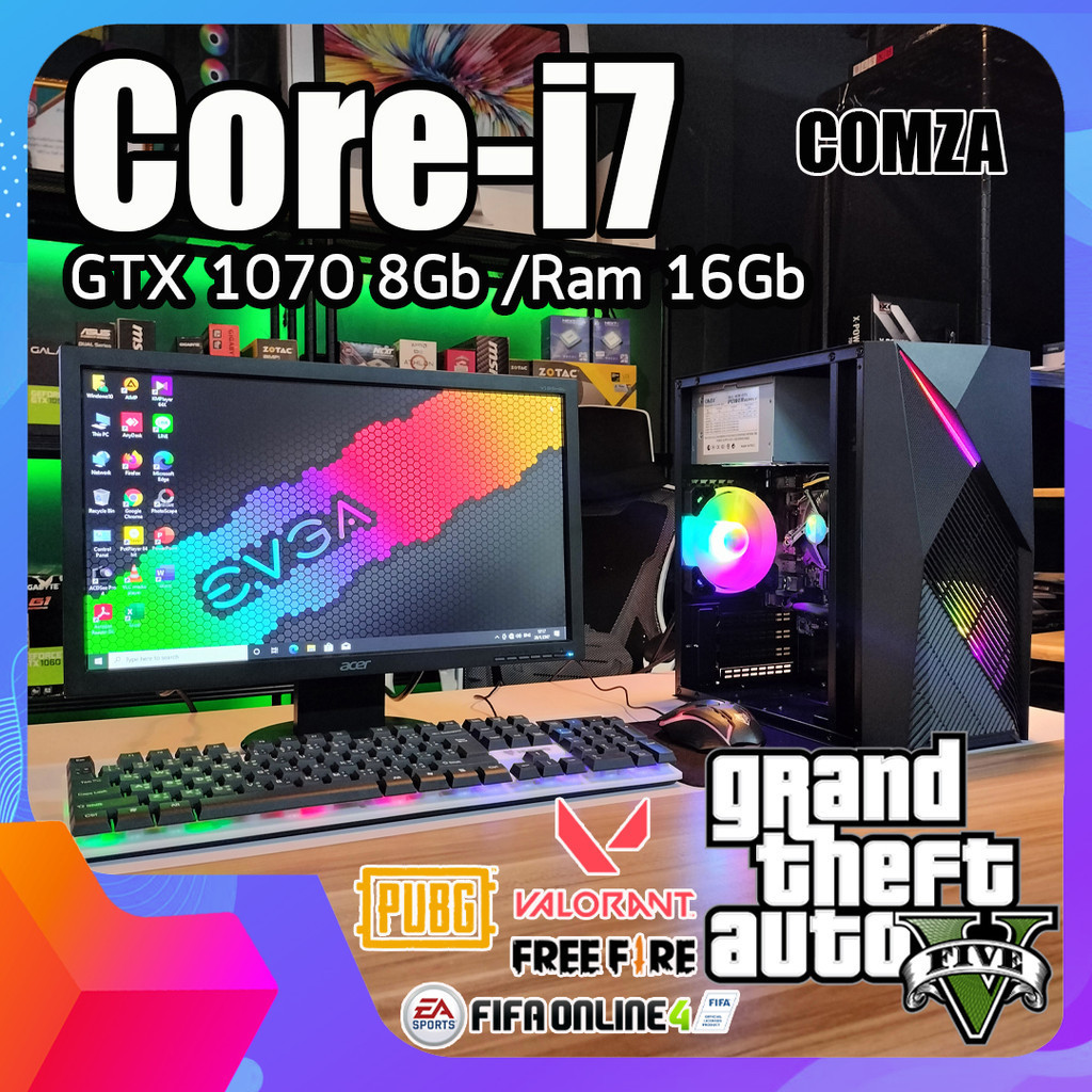 คอมประกอบ Core i7 /GTX 1070 8Gb /Ram 16Gb ทำงาน เล่นเกมส์ Gta V,Pubg,Fifa,Freefire,Valorant ...