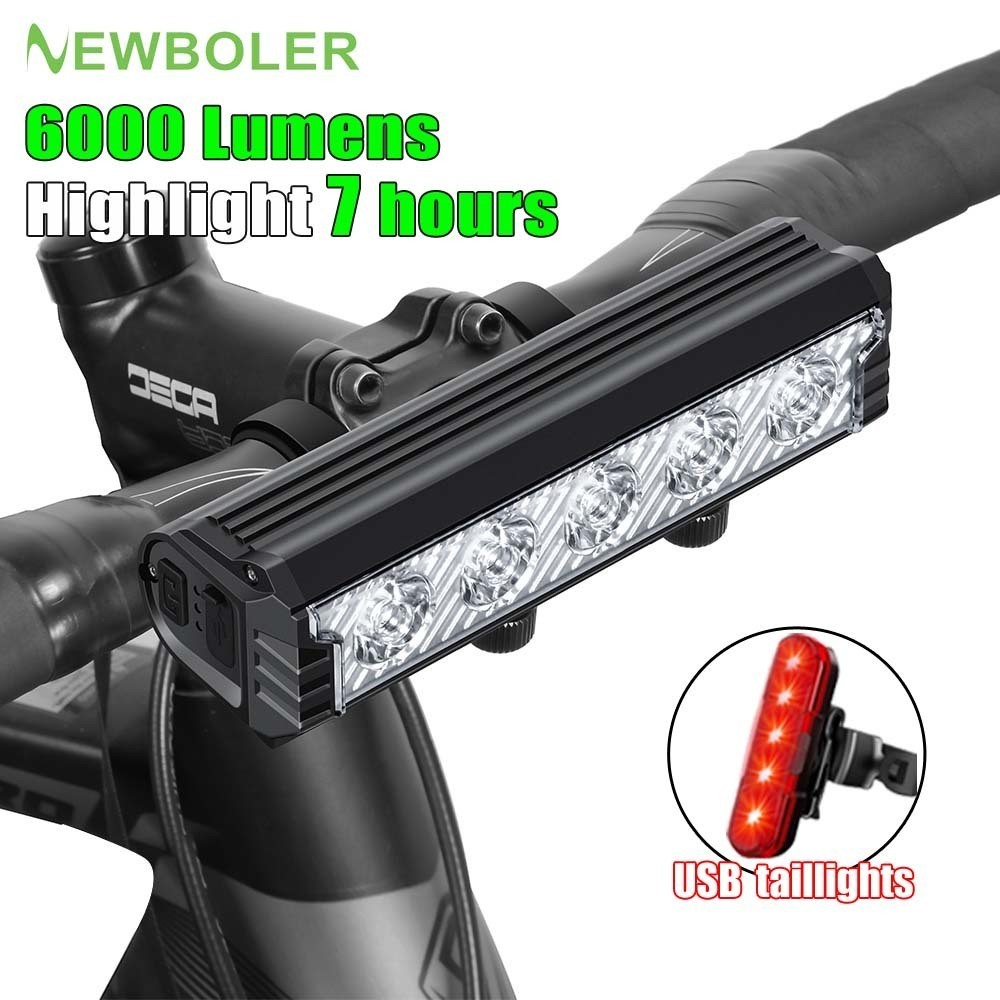 NEWBOLER 6000 Lumens Bicycle Light Super Bright Rechargeable Bike Front ...