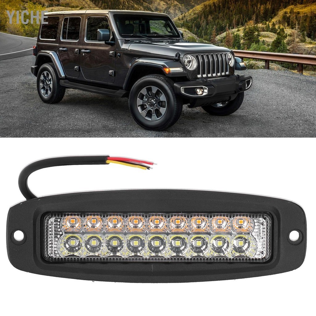 YiChe ไฟเตือน LED 18W 2800lm สีเหลืองสีขาวสี IP67 กันน้ำสำหรับรถบรรทุกรถจี๊ปรถ SUV | Shopee Thailand