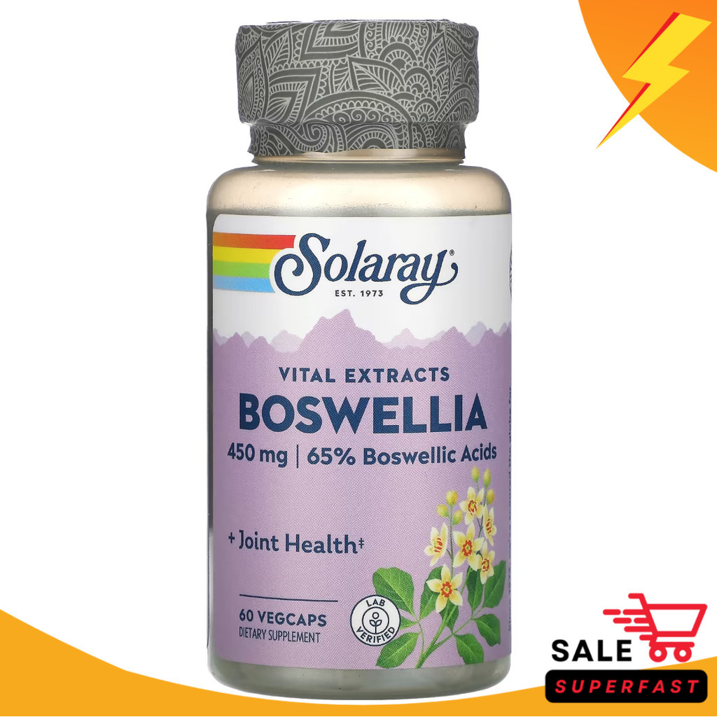 สารสกัดบอสเวลเลีย ดูแลข้อเข่า, Solaray, Boswellia, 450 mg, 60 แคปซูลผัก | Shopee Thailand
