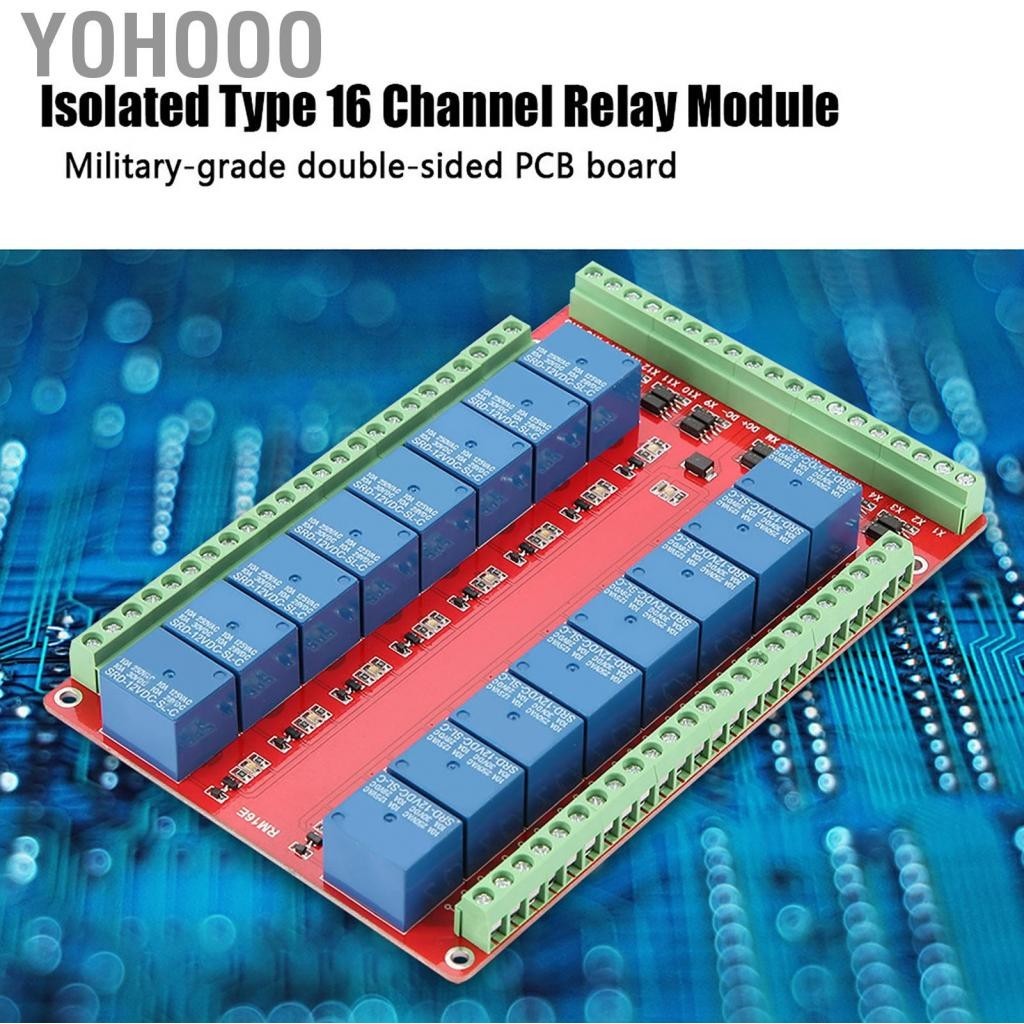 Yohooo 5/12/24V Isolated Type 16 Channel Relay Module Interface Board ...