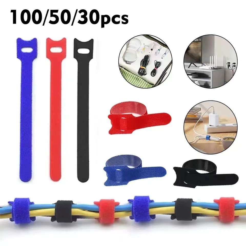 30/50/100pcs Cable Ties Wire Reusable Cord Organizer Wire Fastener สาย ...