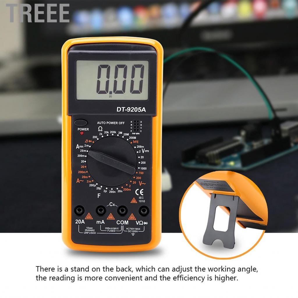 Treee พกพาดิจิตอลมัลติมิเตอร์ DT9205A AC/DC ตัวทดสอบความต้านทานความต้านทานเครื่องมือต้าน ...