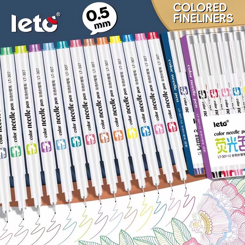 คุณภาพระดับพรีเมียม Leto Fineliner ปากกา 12 ชิ้นชุด Sketch Design ...