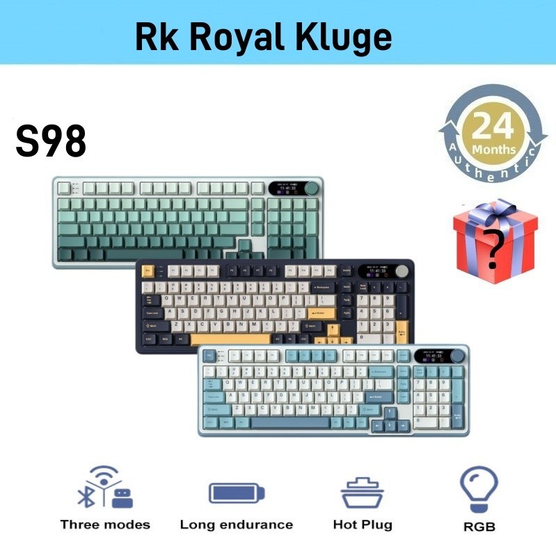Rk Royal Klug s98 มีสามโหมด: คีย์บอร์ดไร้สายแบบกลไก, บลูทูธแบบมีสาย 2 ...