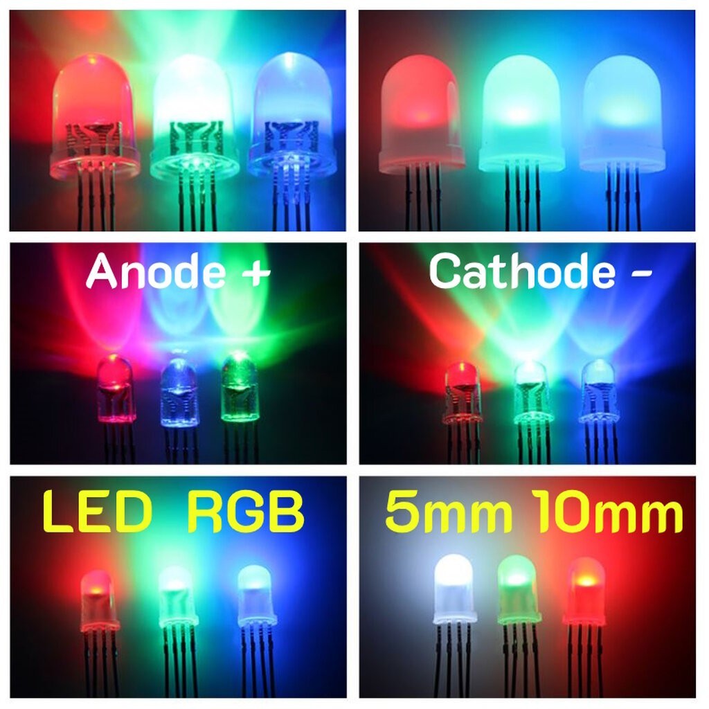 RGB 5mm 10mm led Common Anode ,Cathode ไดโอดเปล่งแสง | Shopee Thailand
