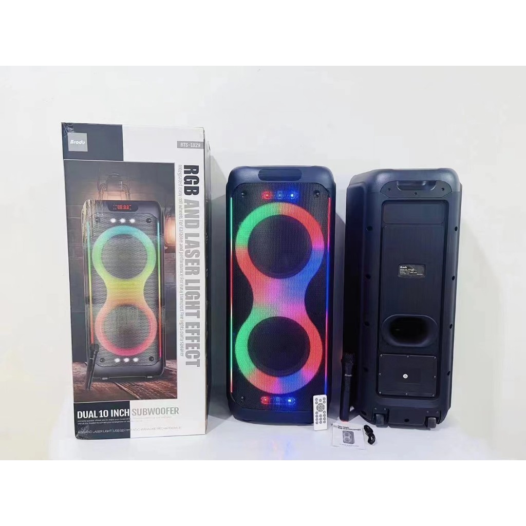 wireless karaoke speaker ลำโพงบลูทูธ รุ่น BTS-1829 ดอก10 นิ้ว 2 ดอก ฟรี ...