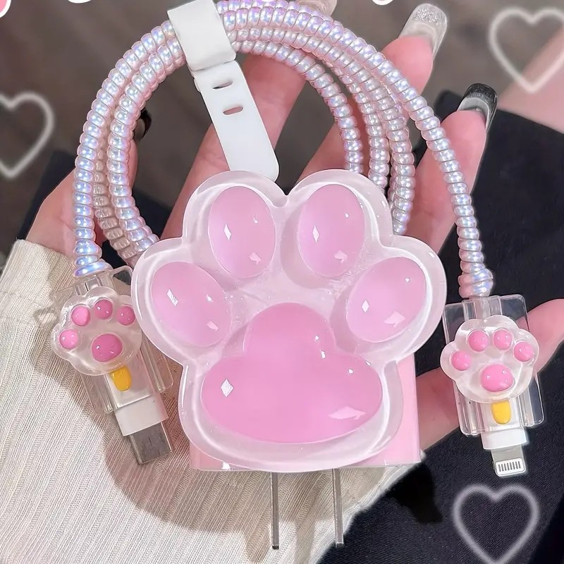 3d Cat Paw Design Charger Cable Protector สําหรับ Samsung 25w Original ...