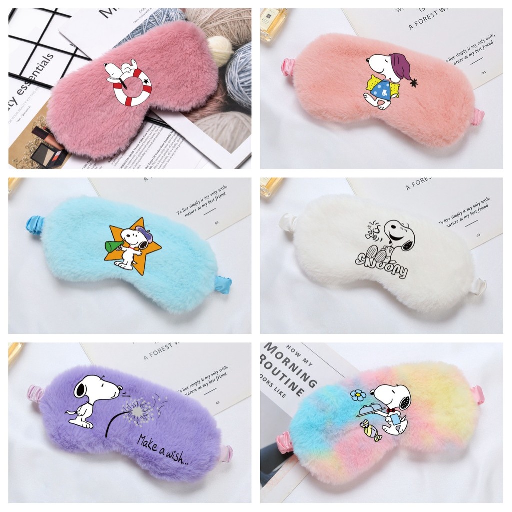 อะนิเมะ Snoopy Eye Mask การ์ตูน Eye Covers Plush Eye Protection Shading ...