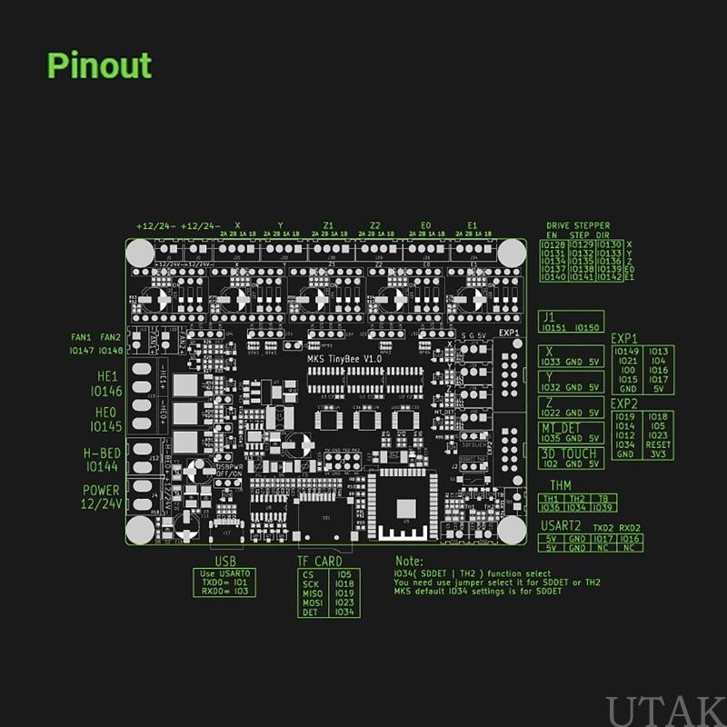 Tuake MKS TinyBee เมนบอร์ด 3D เครื่องพิมพ์อัพเกรด Controller ESP32 Wifi ...