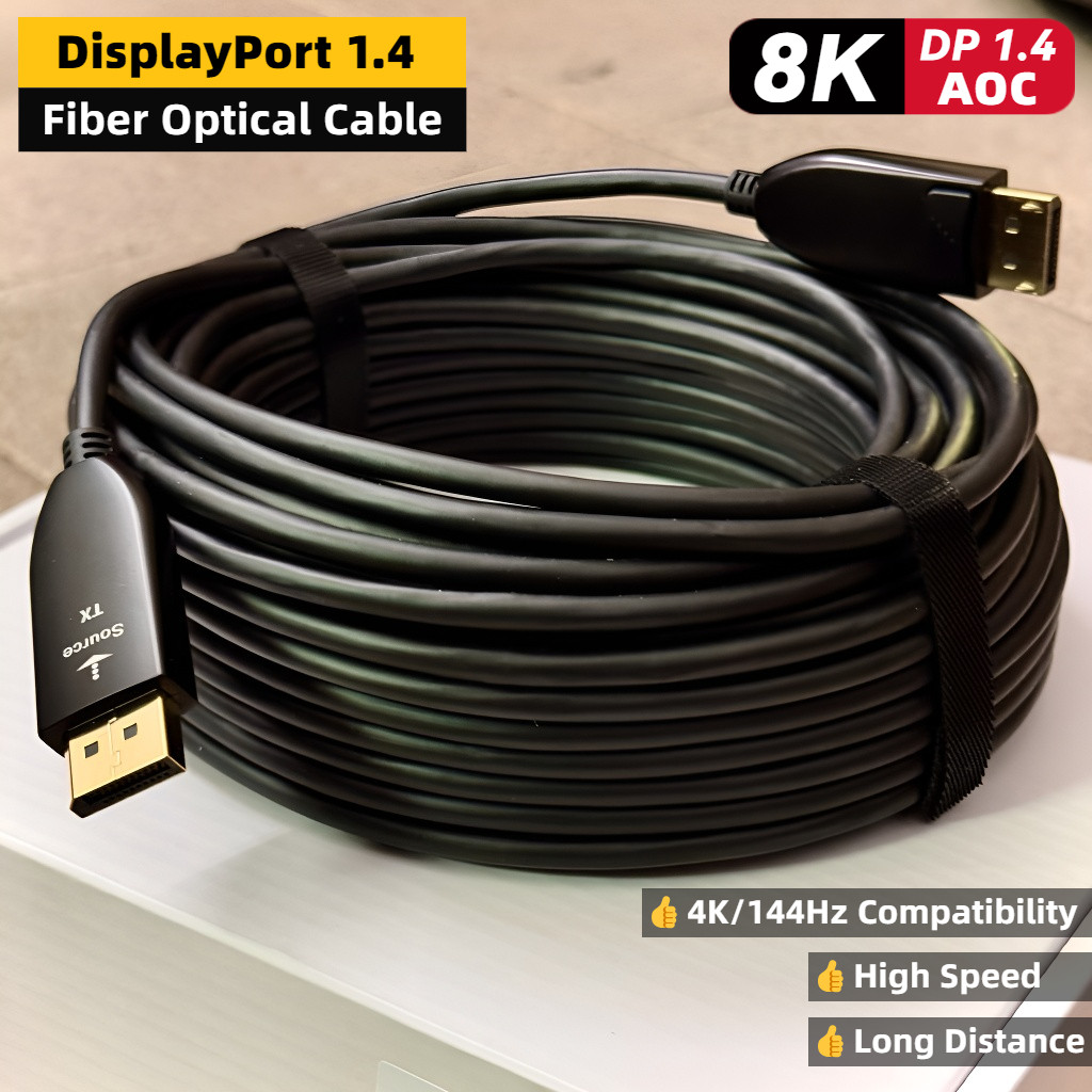 ยาว 8K Displayport DP1.4 สายไฟเบอร์ DP Active Optical Cable รองรับ 8K-60Hz 4K-144Hz HBR3 ความ ...