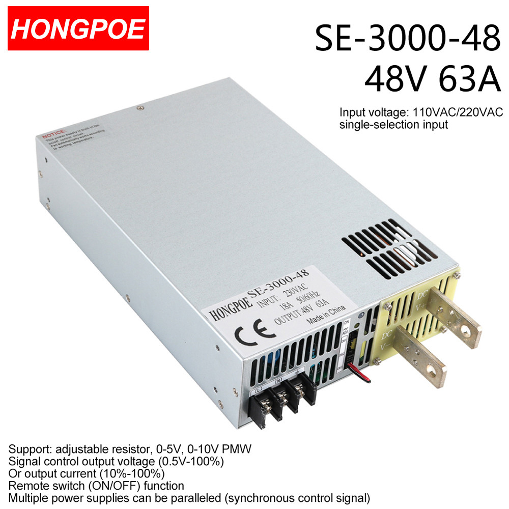 3000w 48V แหล่งจ่ายไฟ 0-48V ปรับ 48VDC AC-DC 0-5V Analog สัญญาณควบคุม SE-3000-48 Power ...