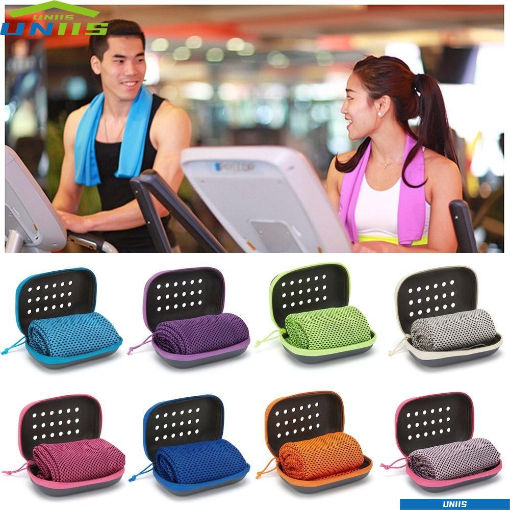 Uniis Fitness Cool Towel แบบพกพาไมโครไฟเบอร์กีฬา Cooling Ice Towel | Shopee Thailand