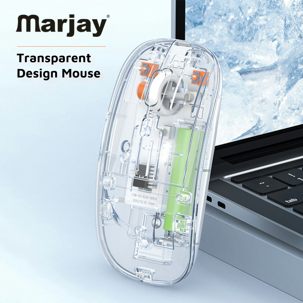 Marjay 2.4G เมาส์ไร้สายบลูทูธโปร่งใสคอมพิวเตอร์ตั้งโต๊ะแบบชาร์จไฟได้ ...