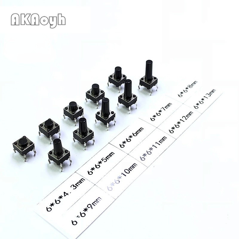 1000pcs Tact Tac Tactile Push Button Switch 6X6 6*6*4.3/5/6/7/8/9/10/11 ...