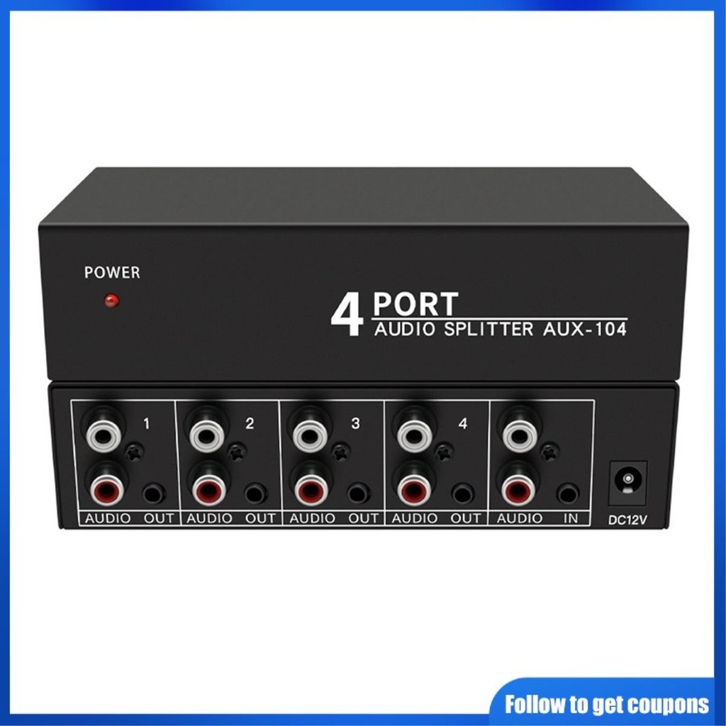 Audio Splitter 1 in 4 Out L/R Aux Stereo Audio Splitter 1X4 Audio ...