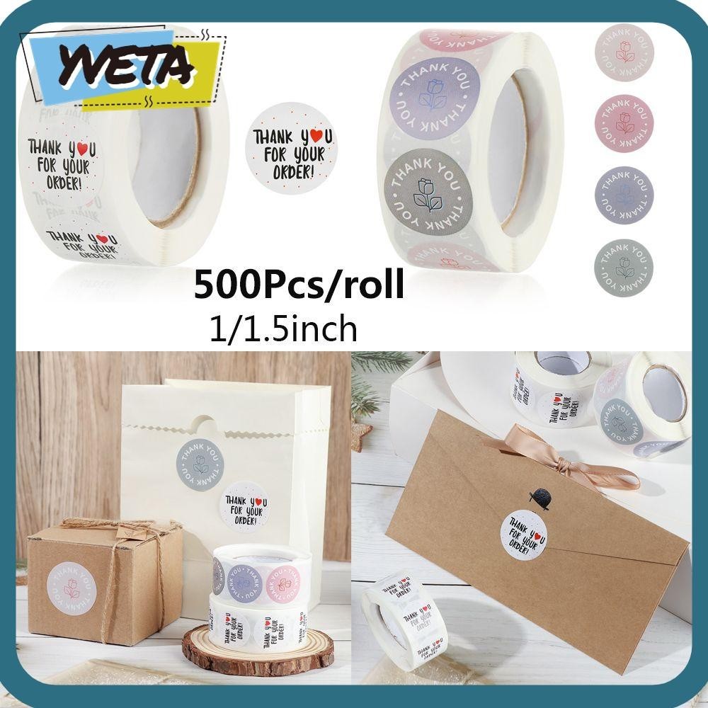 Yveta 500pcs/roll ของขวัญกระดาษสติกเกอร ์ Self กาวพรรคกล ่ องการ ์ ดงานแต ่ งงานตกแต ่ งแท ็ ก ...