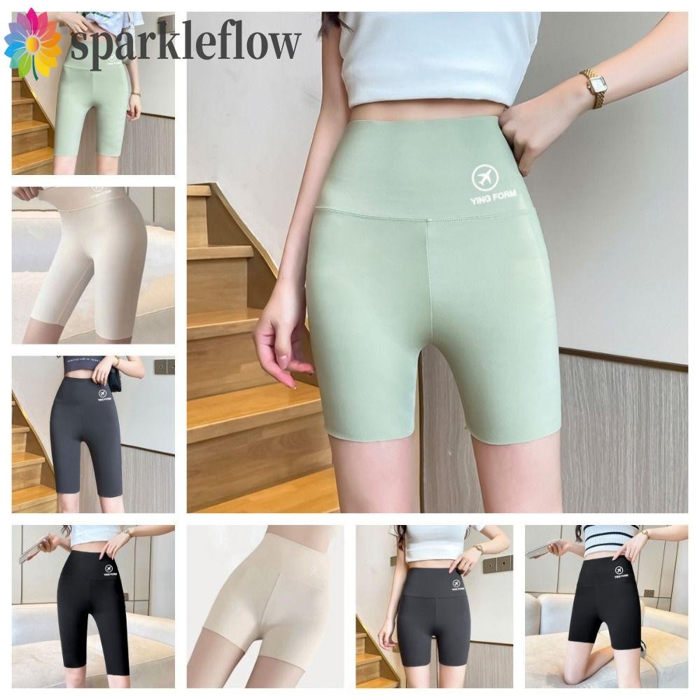 Sparkleflow Tummy Control เลกกิ้งผู้หญิง,พีชก้นแน่นยกสะโพกกางเกงขาสั้นโยคะ,Streetwear Breathable ...