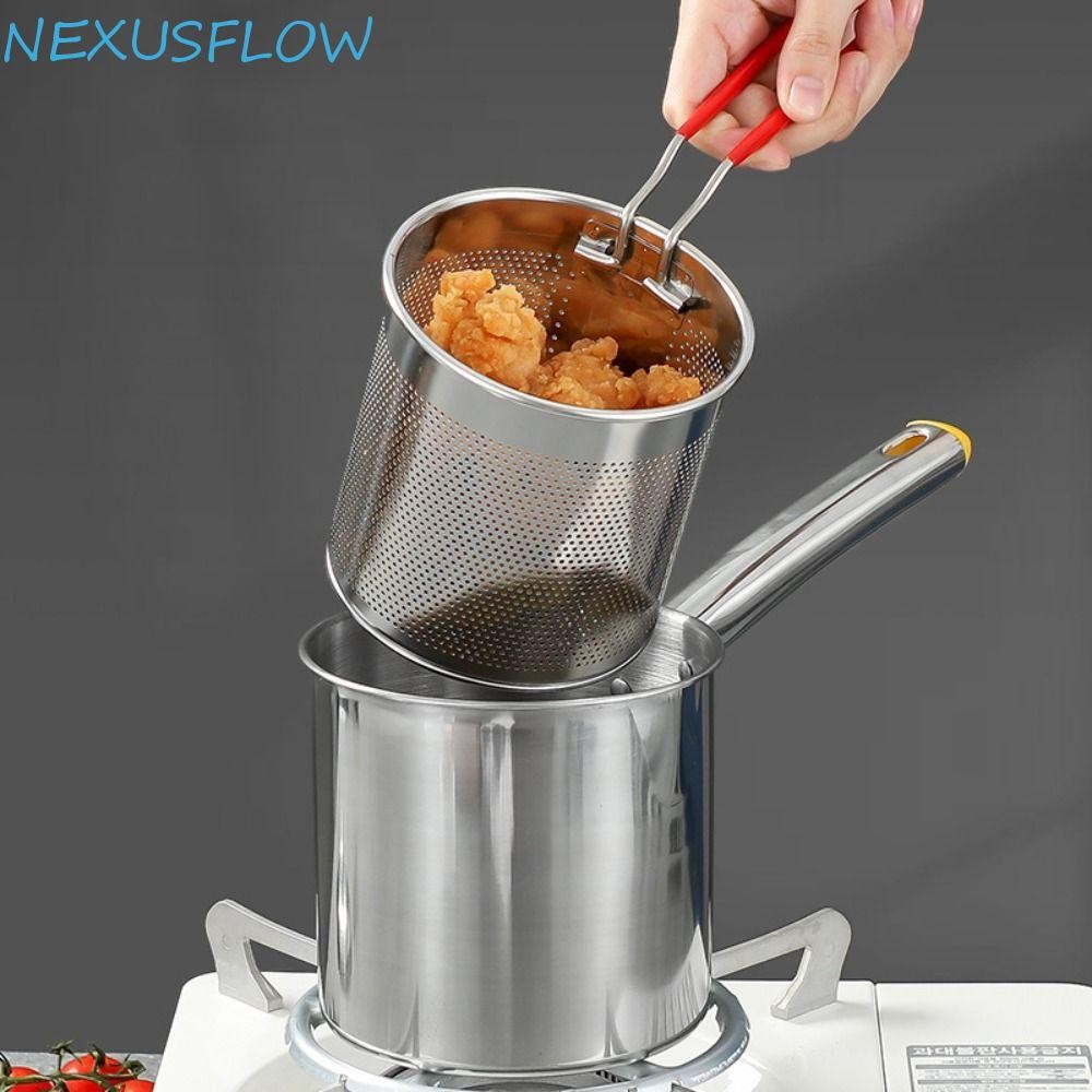 Nexusflow หม้อทอดลึก, 304 สแตนเลสมินิไก่กระทะทอด, Tempura พร้อม Clamp และฝาครอบตาข่ายมัลติฟังก ...