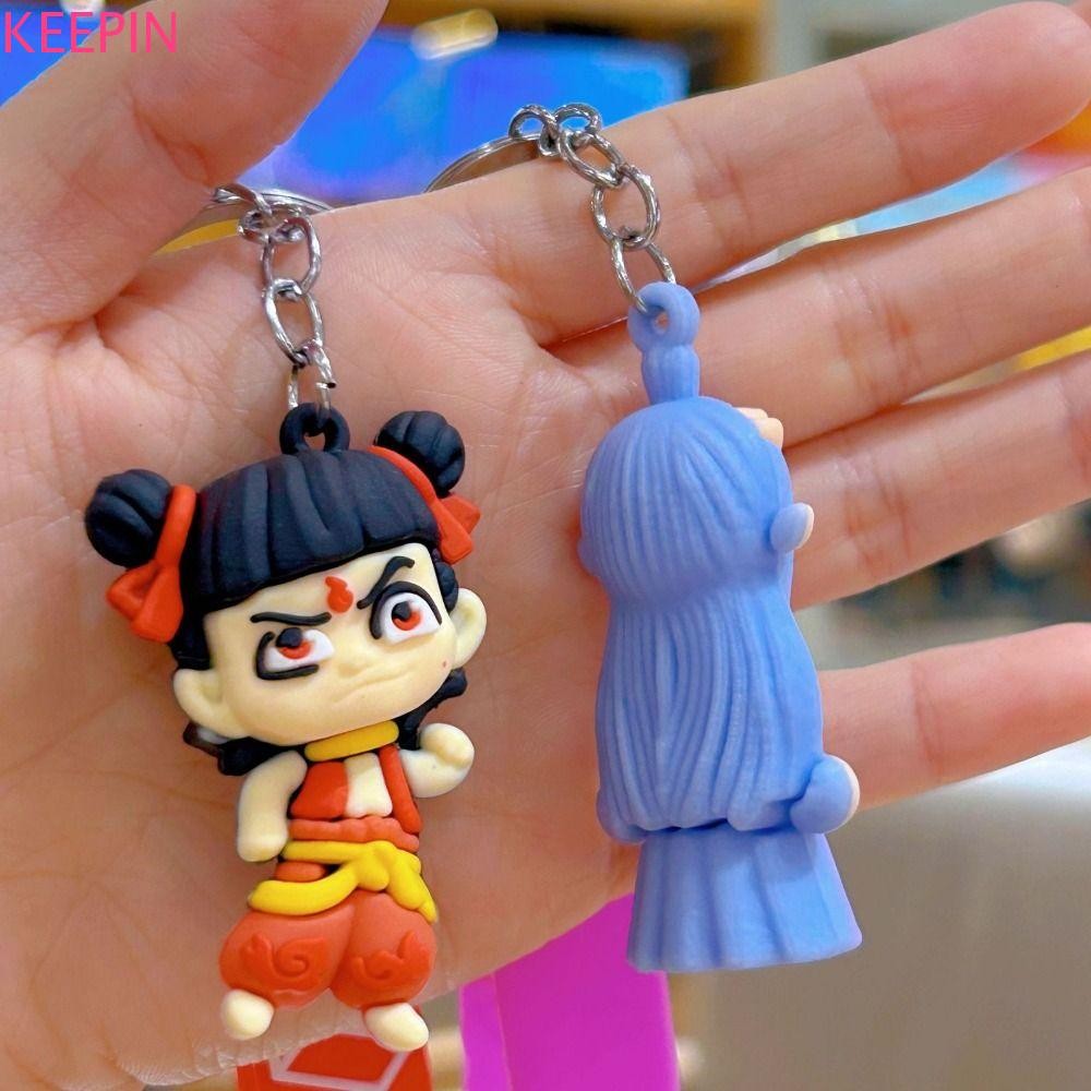 Keepin Ne Zha พวงกุญแจตุ๊กตา,ซิลิโคน Aobing Expression NeZha Doll ...