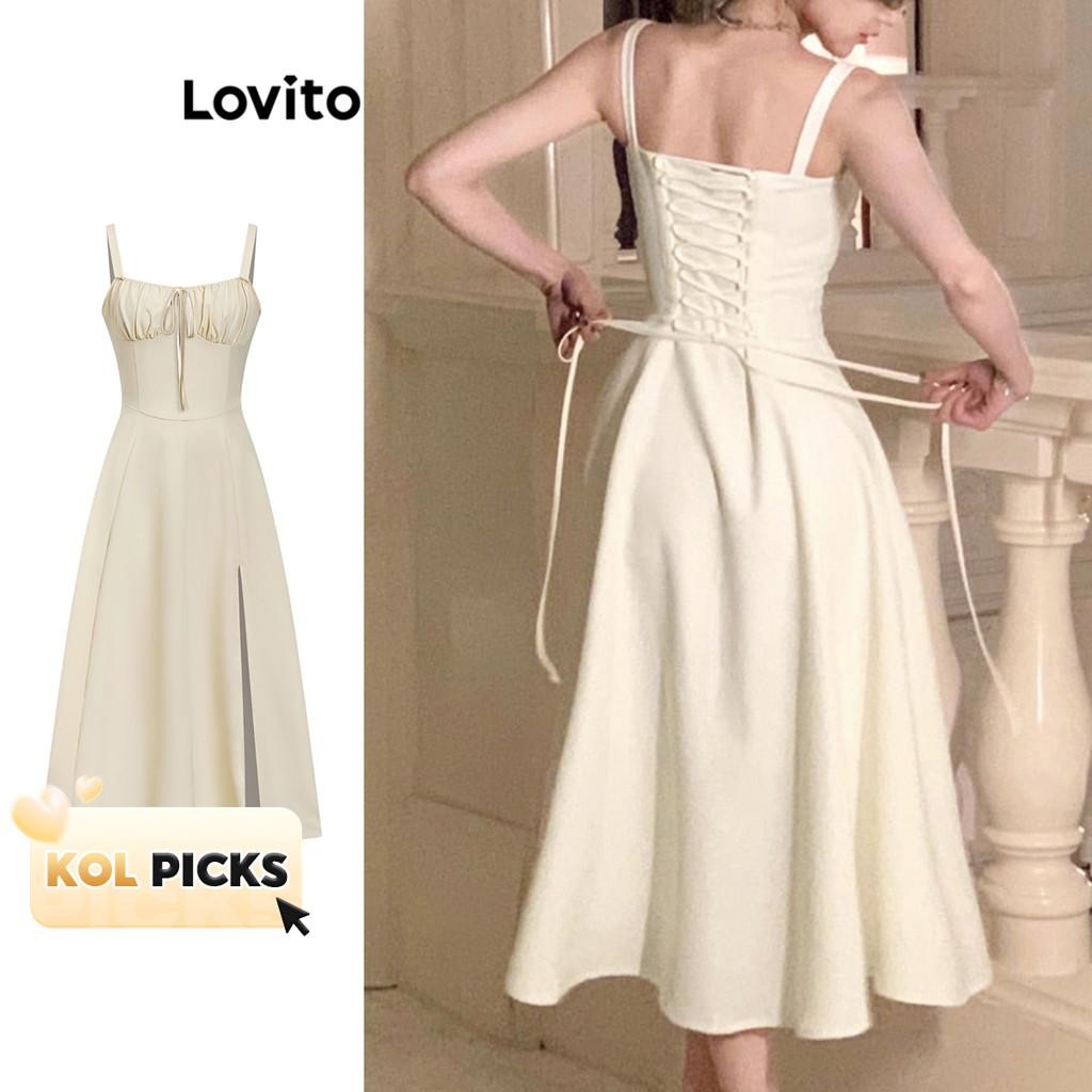 (KOL‘s pick) Lovito ชุดเดรสผู้หญิง ผูกเชือกด้านหน้า ด้านหลัง สีพื้น ... (KOL‘s pick) Lovito ชุดเดรสผู้หญิง ผูกเชือกด้านหน้า ด้านหลัง สีพื้น ...