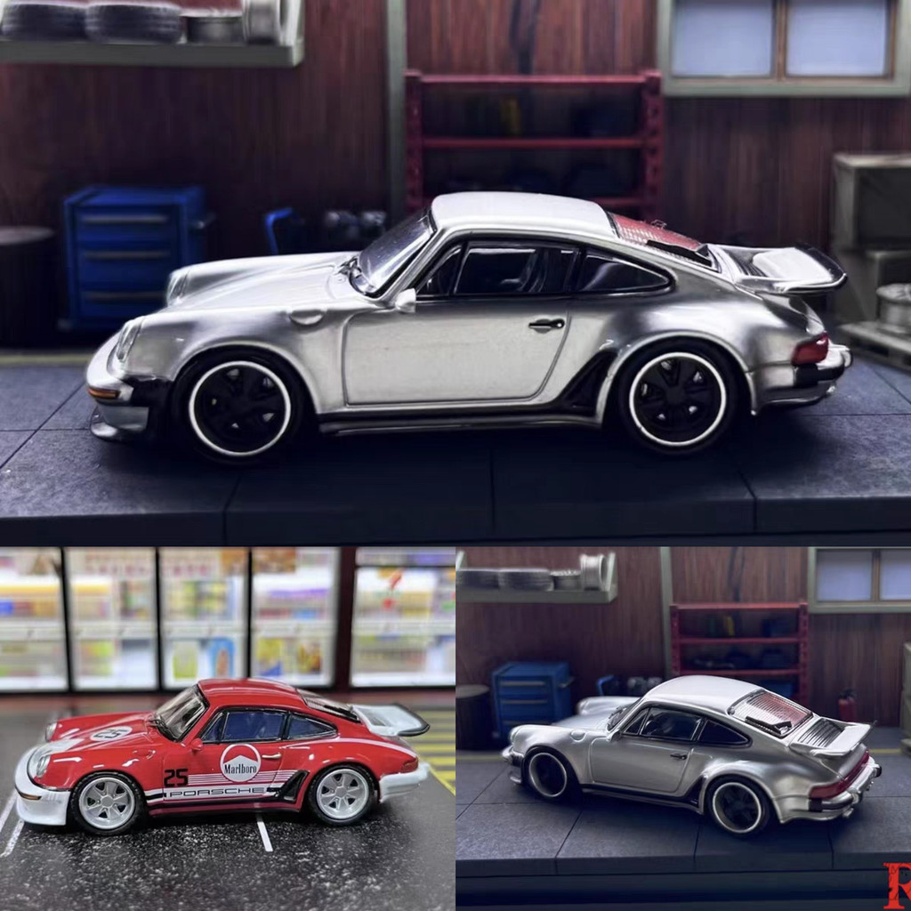 โมเดลรถ Porsche Singer Turbo 930 Marlboro สีเทาเงิน 1/64 โมเดลรถโลหะผสม ...