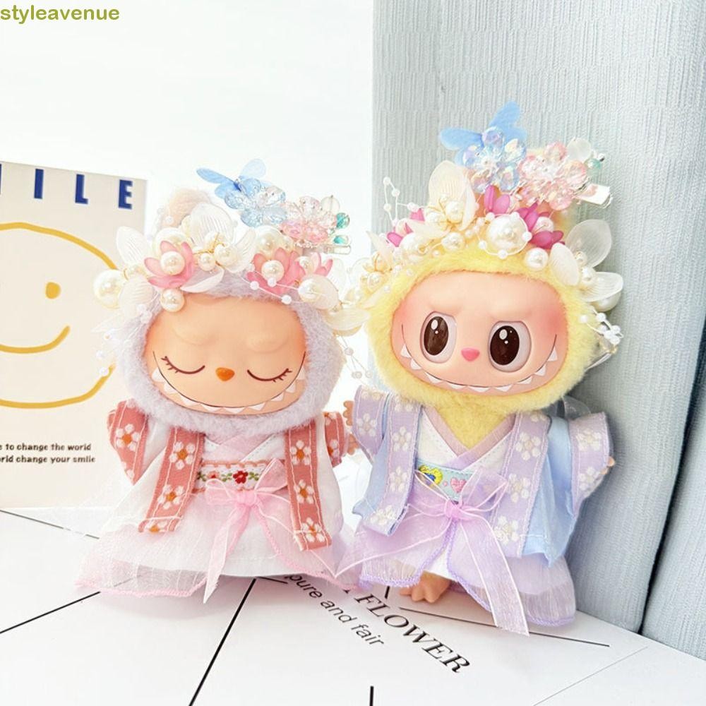 Styleavene Labubu ชุดผ้าตุ๊กตา, ผ้าไหมสไตล์จีน Hanfu นั่ง Labubu Time ...