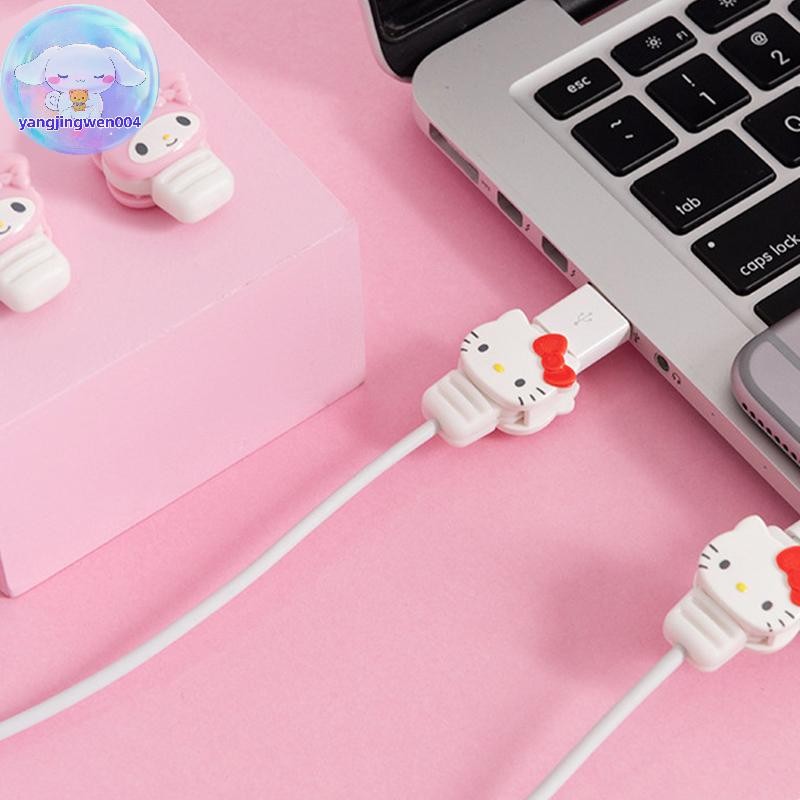 Yangwen 2 ชิ้นน่ารัก Sanrio Bite Cable Protector My Melody Cinnamoroll Hello Kitty การ์ตูนสาย ...