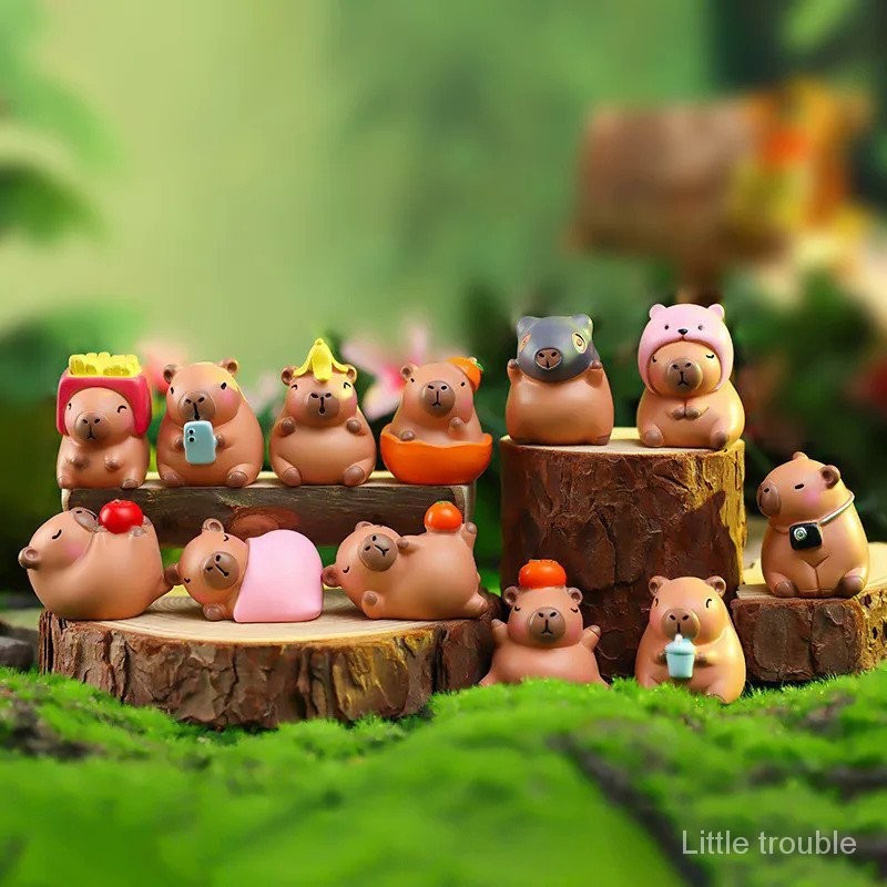 กล่องสุ่ม ตุ๊กตาฟิกเกอร์ Capybara Surprise คาปิบาราจําลอง ขนาดเล็ก ...