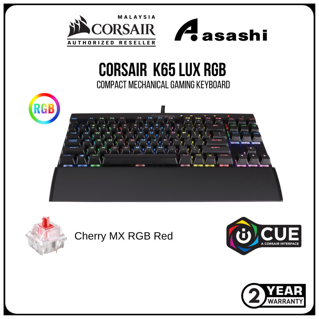 Corsair K65 LUX RGB TKL Compact Mechanical Gaming Keyboard - Cherry MX ...