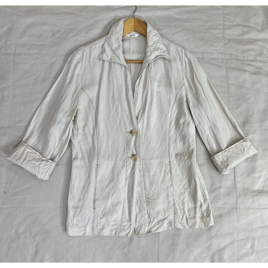#B682) Aigrette ไซส์ 11 R เสื้อเชิ้ตลำลองผ้าคอตตอน + เรย่อนกระเป๋าสอง ...