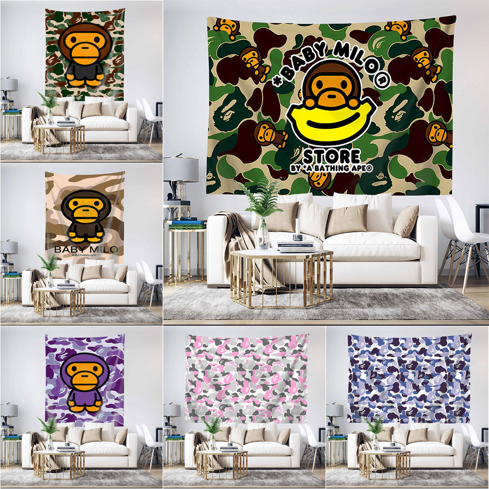 Baby Milo Bape Wall Tapestry พร ้ อมคลิปโพลีเอสเตอร ์ Tapestries ห ้ อง ...